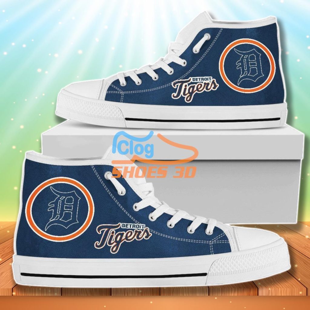 Circle Logo Detroit Tigers MLB High Top Shoes - ClogShoes3D