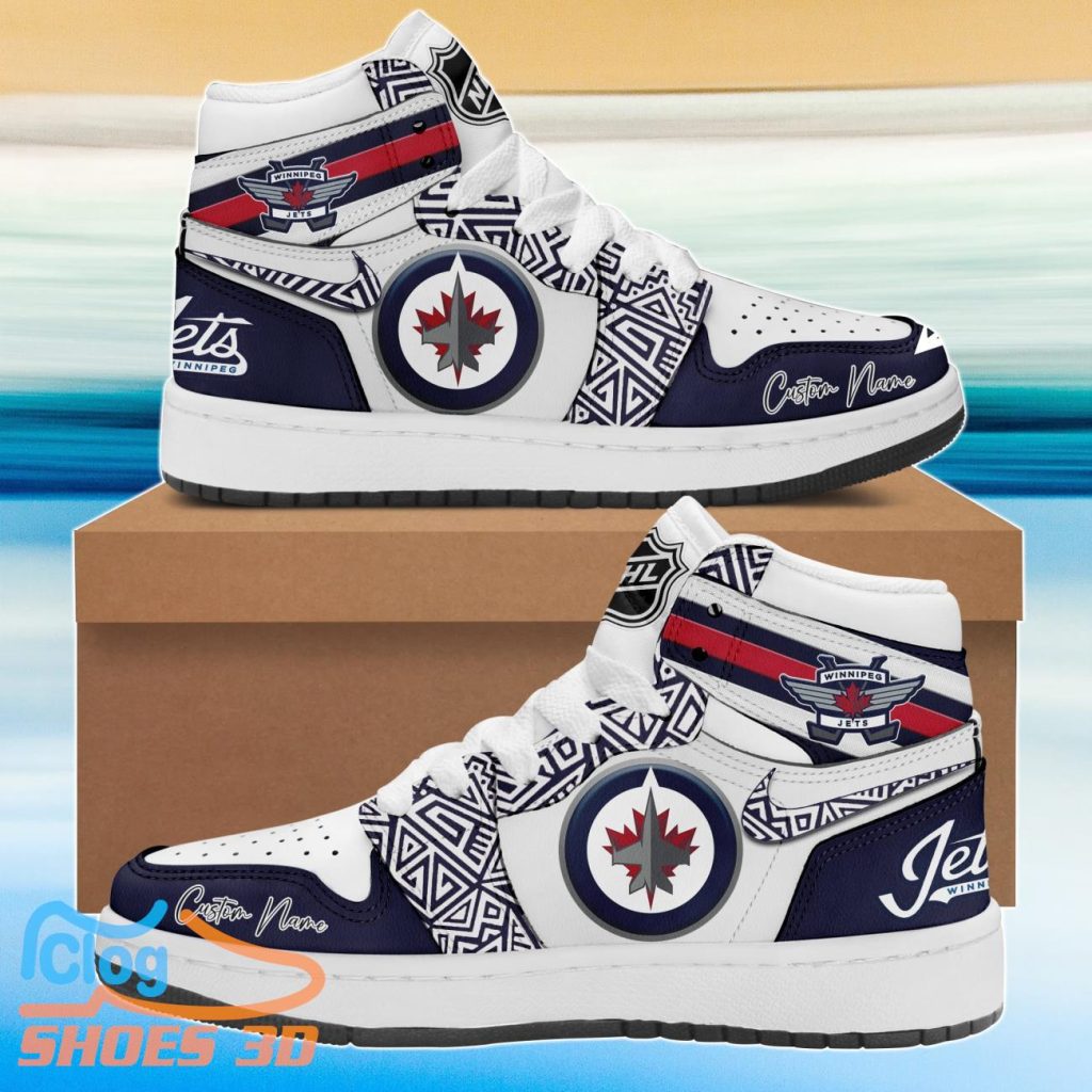Winnipeg Jets Air Jordan Hightop Custom Name Shoes - ClogShoes3D