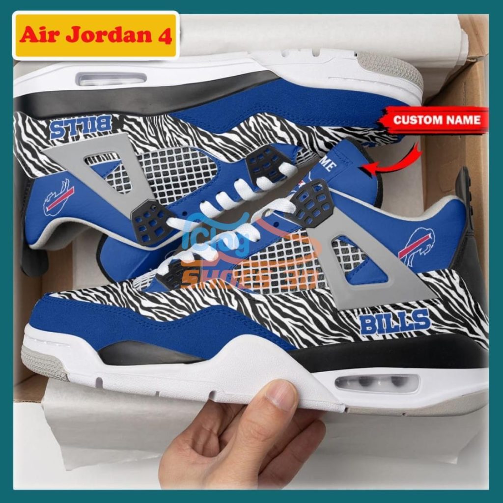 Buffalo Bills Tiger Skin Air Jordan 4 Custom Name Shoes - ClogShoes3D